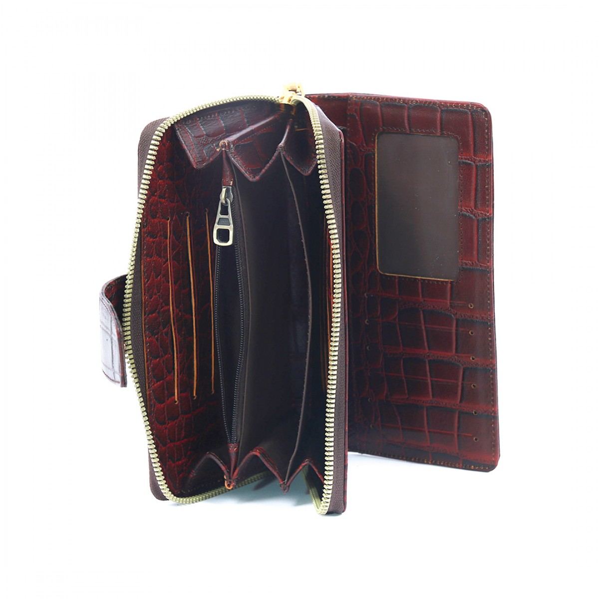 Rhino Leathers Crocodile Texture Ladies Leather Purse, Two Tone